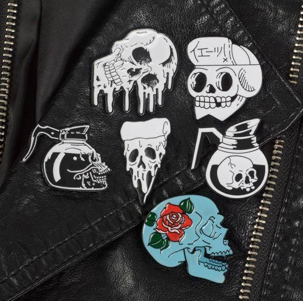 Skull And Bones Pins | Grunge Aesthetic Enamel Pins