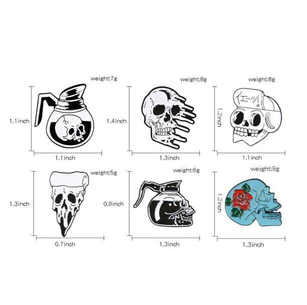 Skull And Bones Pins | Grunge Aesthetic Enamel Pins