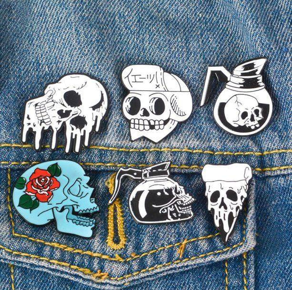 Skull And Bones Pins | Grunge Aesthetic Enamel Pins