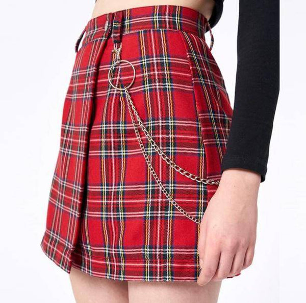 Red Checkered Skirt | Aesthetic Skirts & Dresses