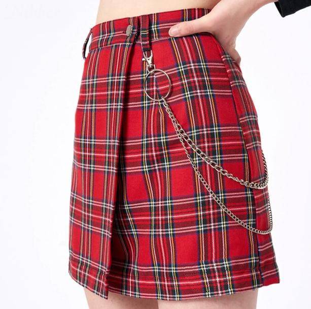 Red Checkered Skirt | Aesthetic Skirts & Dresses