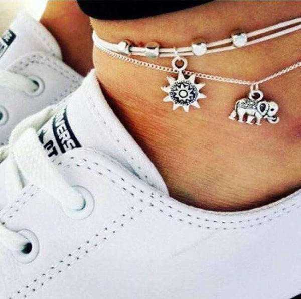 Set Of 2 Elephant Anklets | Aesthetic Jewelry